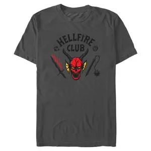 STRANGER THINGS Netflix Welcome To The Hellfire Club Short Sleeve Graphic T-shirt - Charcoal
