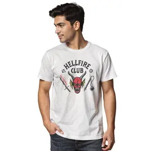 STRANGER THINGS Netflix Welcome To The Hellfire Club Short Sleeve Graphic T-shirt - White