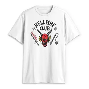 STRANGER THINGS Netflix Welcome To The Hellfire Club Short Sleeve Graphic T-shirt - White