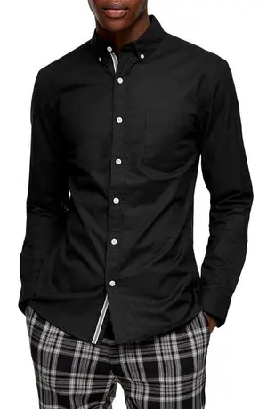 Topman Skinny Fit Stretch Button-down Oxford Shirt