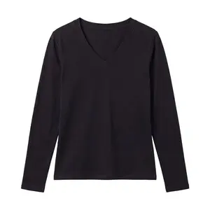 BRODIE CASHMERE Long Sleeve V Neck - Black