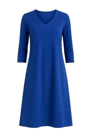 CONQUISTA A Line V Neck Dress - Blue
