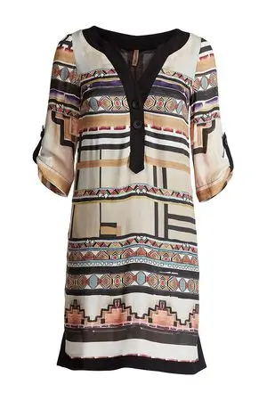 CONQUISTA Patterned Sack Dress By - Black