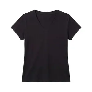 BRODIE CASHMERE Relaxed Fit V Neck Tee - Black
