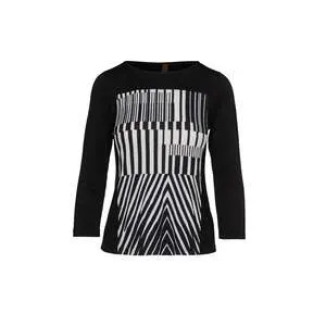 CONQUISTA White Print Detail Top - Black