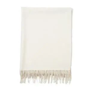 BEL CASHMERE Cashmere Stole With Fringes - White