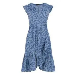 CONQUISTA Cornflower Floral Viscose Dress - Blue