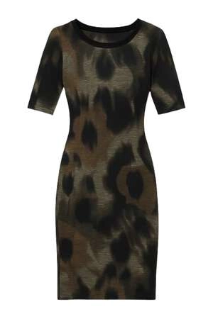CONQUISTA Fitted Print Midi Dress - Brown