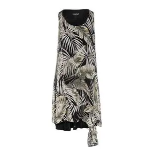 CONQUISTA Sleeveless Double Layer Tropical Print Dress - Green