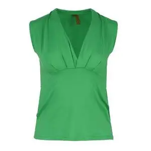 CONQUISTA Faux Wrap Sleeveless Top - Green