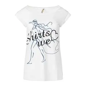 CONQUISTA Printed Short Sleeve Top - White