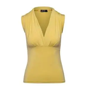 CONQUISTA Dark Wrap Top In Micromodal - Yellow