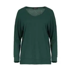 CONQUISTA Dark Green V Neck Knit Top
