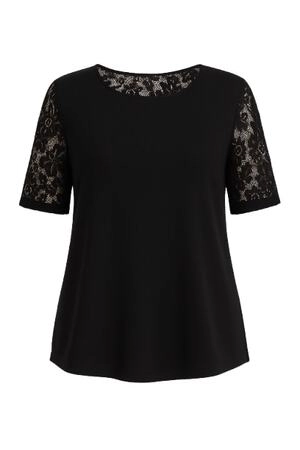 CONQUISTA Lace Detail Top - Black