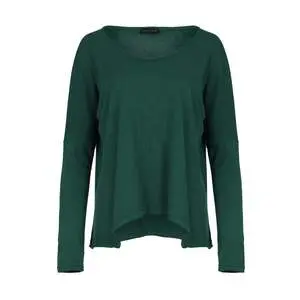CONQUISTA Knit Handkerchief Hem Top - Green