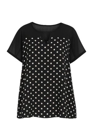CONQUISTA Polka Dot Top - Black