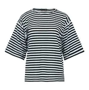 CONQUISTA White Wide Stripe Oversized Viscose-elastane Top - Black