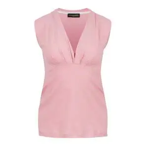 CONQUISTA Rose Sleeveless Jersey Faux Wrap Top Organic Cotton - Pink