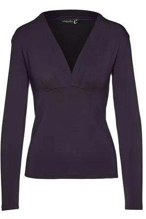 CONQUISTA V-neck Long Sleeve Top In Soft Viscose Jersey - Blue