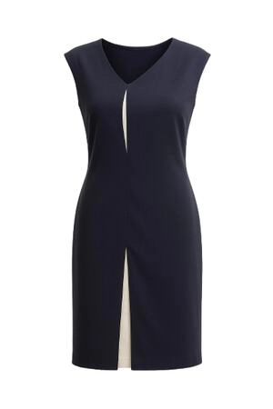 CONQUISTA Sleeveless Contrast Pleat Dress - Blue