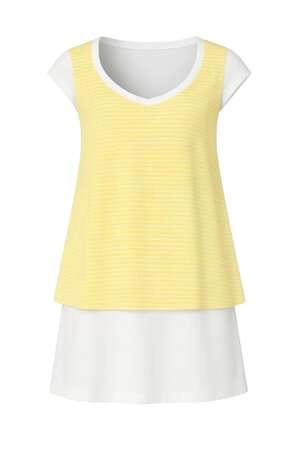 CONQUISTA Striped Layered Mini Dress - Yellow