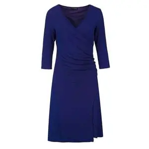 CONQUISTA Electric Faux Wrap Dress In Sustainable Fabric - Blue