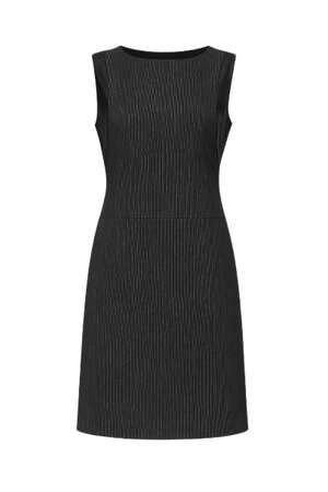 CONQUISTA Sleeveless Boatneck Sheath Dress With Faux Leather Accents