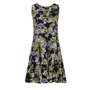 CONQUISTA Olive Floral Cloche Dress - Green