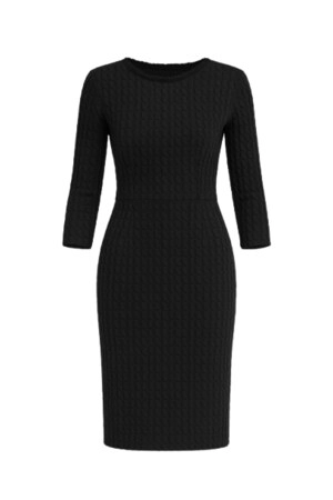 CONQUISTA Fitted Jacquard Dress - Black
