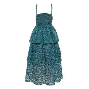 KAROLINA OZOLINSIUTE White / Blue Eila Blue Organza Maxi Dress - White/blue