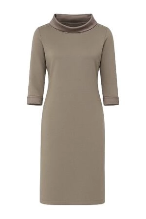 CONQUISTA Faux Leather Detail Shift Dress Olive - Green