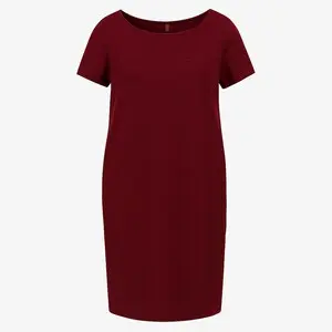 CONQUISTA Wine Sack Style Punto Di Roma Short Sleeve Dress - Red