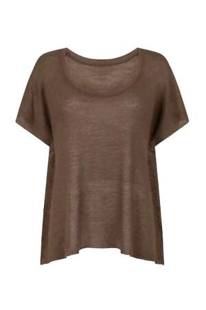 CONQUISTA Fine-knit Linen Top - Brown