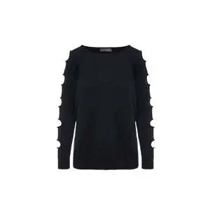 CONQUISTA Hole Detail Loose Sweater - Blue