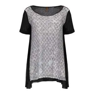 CONQUISTA Jersey Knit Style Short Sleeve Top - Black