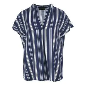 CONQUISTA Nautical-inspired Viscose Striped Blouse - Blue
