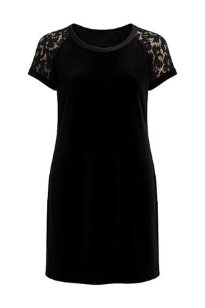 CONQUISTA Velvet & Lace Dress - Black