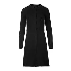 CONQUISTA Long Sleeve Knit Dress With Stud Fastening - Black