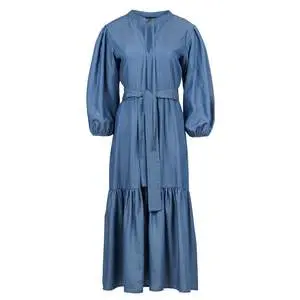 CONQUISTA Indigo Midi Dress With Ties - Blue