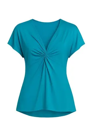 CONQUISTA Twist Front Turquoise Jersey Top - Blue