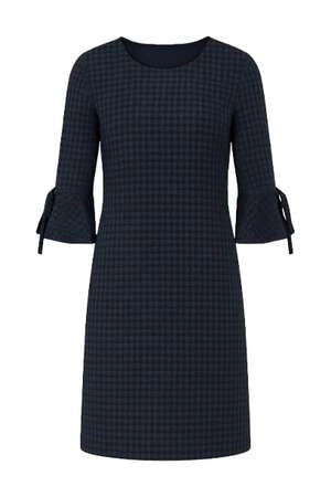 CONQUISTA Bell Sleeve Checked Dress