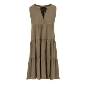 CONQUISTA Sleeveless Olive Colour A Line Dress - Green