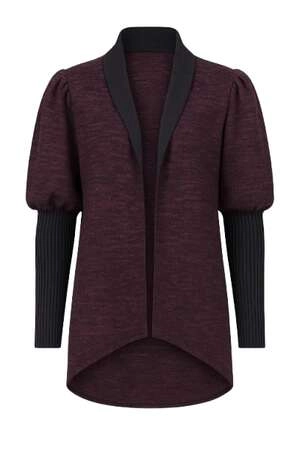 CONQUISTA Sleeve Detail Open Front Cardigan - Purple