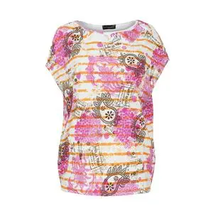 CONQUISTA Oversized Cotton Ripstop Egg-shaped Blouse With Ethnic Print