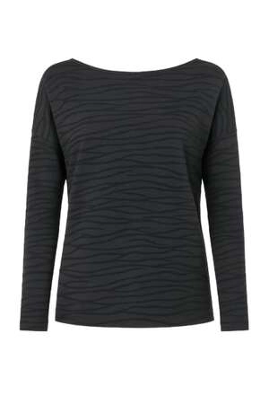 CONQUISTA Low Back Jacquard Top - Black