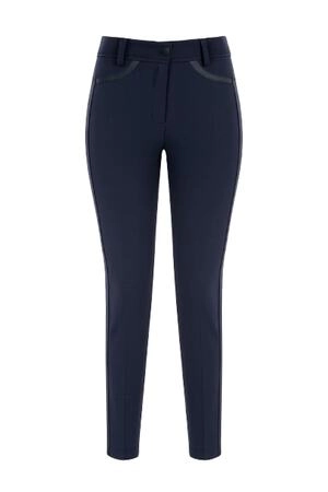 CONQUISTA Straight Trousers With Faux Leather Detail - Blue