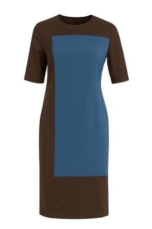 CONQUISTA Contrast Fabric Shift Dress Petrol - Blue
