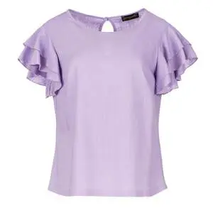 CONQUISTA Frill Detail Lilac Top - Purple