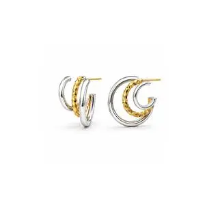 GOLD & HONEY Two-tone Triple Hoop Earrings - Silver