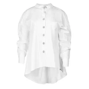 CONQUISTA Blouse With Mandarin Collar - White